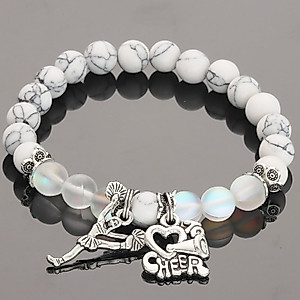 HUTIMY Cheer Bracelet Beads Bracelets Gifts Ideas for Cheer Team Jewelry Teens Cheerleading Bracelet