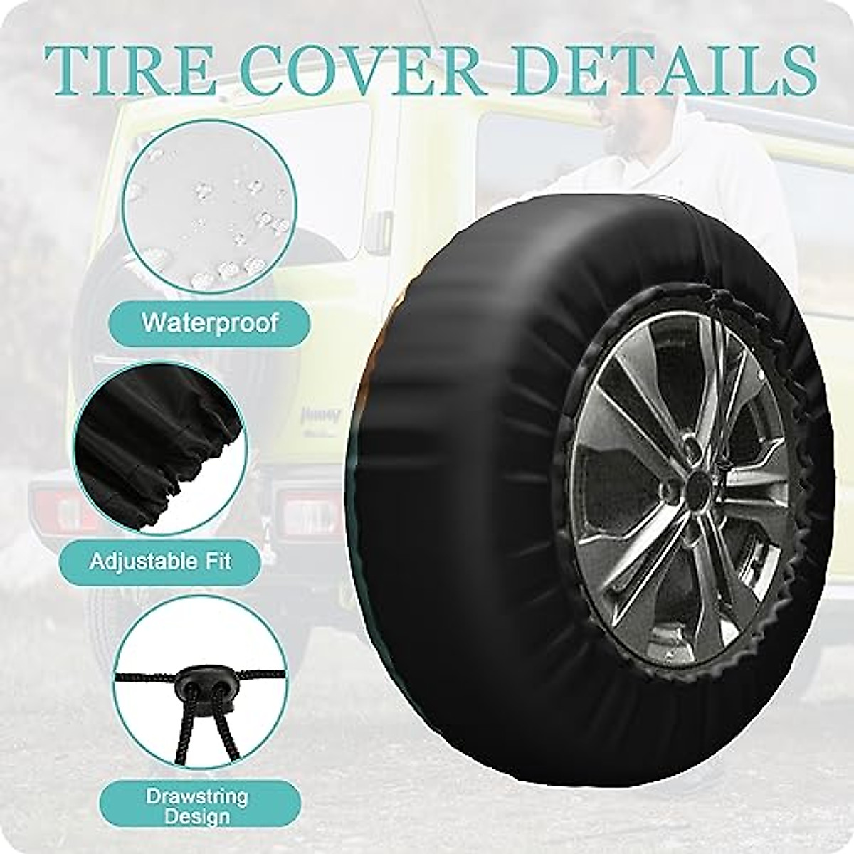 Custom Tire Cover Personalized Jeep Spare Tire Cover Add Your Own Photo Text Logo Customized Waterproof Dust-Proof Universal Wheel Cover Protectors for Multi Cars SUV RV Trailer Trucks (15 Inch)