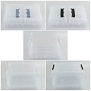 AnnkkyUS 2-pack 16 L Collapsible Storage Box Crates with Lids, Plastic Folding Storage Box