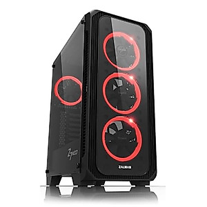 Zalman Z7 NEO ATX Mid-Tower Gaming PC Case, Tempered Glass Side Panel, 4X Pre-Installed 120mm RGB LED Ring Fans, High-End PC Cabinet