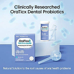 OraTicx Teeth & Gums Dental Probiotic, Naturally Supports Oral Health and Immunity, Oral Probiotics Supplement 8 Billion CFU, Grape Flavor 30 Lozenges 1-PK
