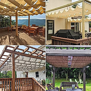 Windscreen4less 7' x 12' Retractable Shade Cover Replacement Canopy Sliding Wave Shade Sail for Pergola Awning Patio Deck Yard Porch Gazebo Brown
