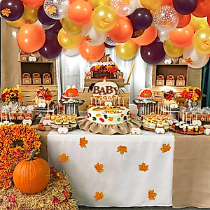 Little Pumpkin Autumn Party Balloons Garland Arch, Autumn Theme Party Balloon Arch Orange Gold Brown Maple Leaves Backdrop For Fall Theme Bridal Shower Thanksgiving Wedding Engagement Birthday Party