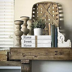 TenXVI Designs Decorative White Books, Set of 3 - Home Sweet Home Stacked Books - Rustic Farmhouse Accent Decor for Decorative Bookends, Entryway Shelf, Mantel and Bedroom Night Stands