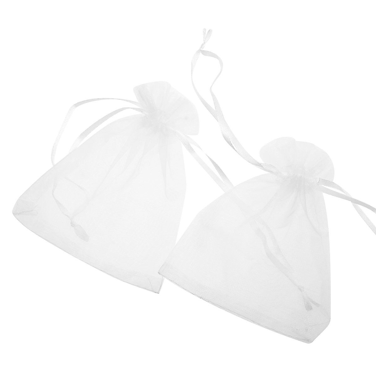 MagicFour White Organza Bags, 50 Pack 4x5 inches Drawstring Gift Bags, Mesh Valentines Christmas Party Bag Wedding Bags, Sachet Bags Sheer Organza Pouches,Favor Jewelry Bags