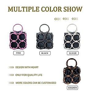 Rhinestone Purse Crystal Clutch Purses for Women Bling Evening Handbags Glitter Sparkly Hobo Bag Pink