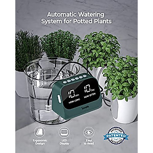 Tecnovo Automatic Watering System for Potted Plants, DIY Drip Irrigation Kit with Smart Timer, Waterproof LED Display & Large Capacity Battery, Precise Distribution of Water