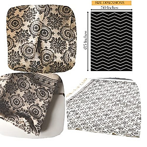 InstyleCraft - Cotton Throw Blanket - Woven Warm Boho Decor Couch Chair Sofa Bed Kitchen Living Room - Block-Printed - Chair Blanket with Tassels for Outdoor Camping Beach Picnic