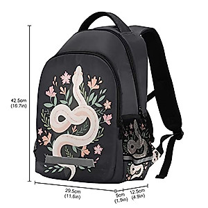 NFMILI Pink Snake Floral Kids Backpack Lightweight Middle School Elementary Bookbags for Boys Girls School Bag with Chest Strap 11.6 X 6.9 X 16.7 in