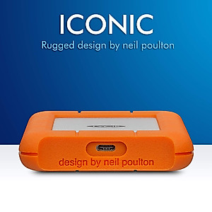 LaCie Rugged USB-C 1TB External Hard Drive Portable HDD USB 3.0 – Drop Shock Dust Rain Resistant Shuttle Drive, for Mac and PC Computer Desktop Workstation Laptop, 1 Month Adobe CC (STFR1000800)