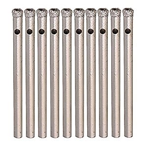 BQLZR 3.48mm Diamond Coated Hole Drill Core Drill Bits Glass Tile Marble Granite Pack of 10