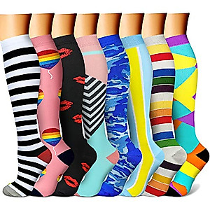 Compression Socks for Women & Men 15-20 mmHg, Best for Nursing, Running, Athletic, Edema, Travel (Large/X-Large, 13 Pink/Multi/Multi/White/Blue/Pink/Black)