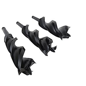 WoodOwl 4 Piece Set Large Bits with Sizes 1-1/8", 1-1/4", 1-3/8" and 1-1/2" x 7-1/2” Long Ultra Smooth Tri Cut Auger Hand Brace Boring Bit PTEE Coated 09715 to 09719
