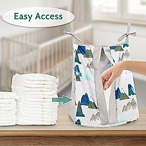 TANOFAR Baby Blankets & Diaper Organizer Stackers, 30 x 40 Inch Minky Blanket, 2pcs Baby Nursery Diaper Stacker, Mountains