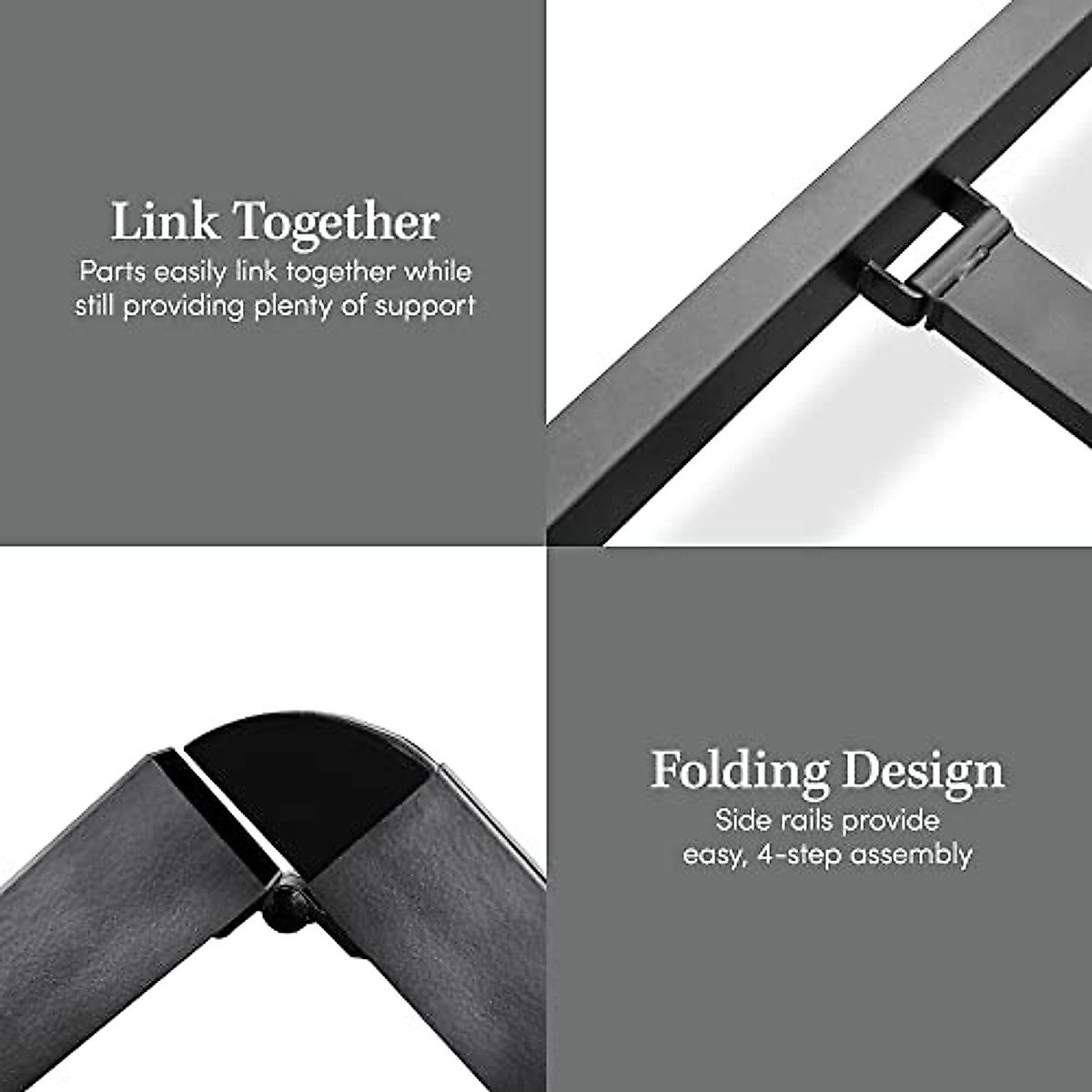 eLuxurySupply Metal SNAP Bed Frame - Carbon Steel with Black Finish Folding Bed Frame - Easy Assembly with Headboard and Footboard - Sturdy Steel Construction Bed Base - California King Size