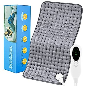 MESTOP Heating Pad for Back Pain Cramps and Arthritis Relief for Back,Shoulder,Neck,Knee,Leg Pain with Auto-Off,10 Fast Heating Settings Cramps,LED Controller,Machine Washable (Grey12"x 24")