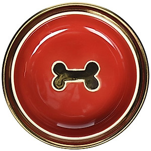 Ethical Stoneware Dish 6888 Ritz Copper Rim Dog Dish Red, 7 Inch