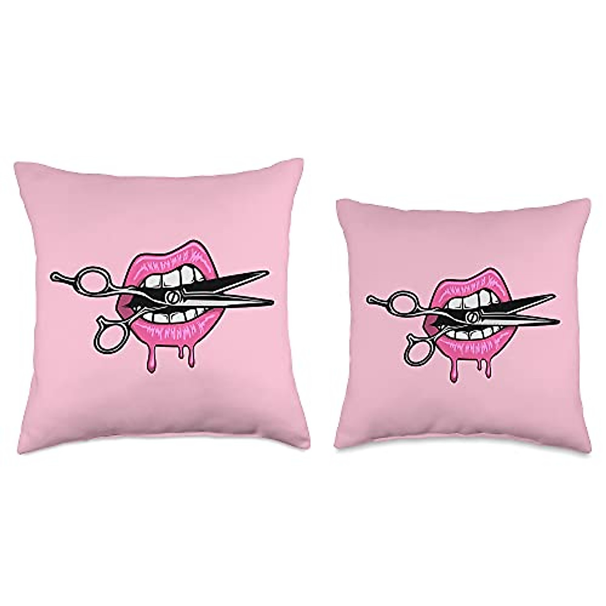 Hair Stylist Hairdresser Barber Salon Tool Bags Sassy Lips Biting Scissors Hairdresser/Barber Gift Throw Pillow, 16x16, Multicolor