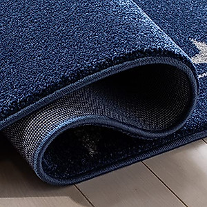 SAFAVIEH Carousel Kids Collection 5'3" Square Navy/Grey CRK195N Koala Hug Non-Shedding Nursery Playroom Area Rug