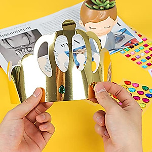 LOCOLO 40-Piece Paper Crowns for Kids to Decorate, 6 Designs Paper Crown Princess DIY Crown Set with Gem Stickers Sticker Letters DIY Paper Crowns for Kids Girls and Boys Crafts Crown Party Favor