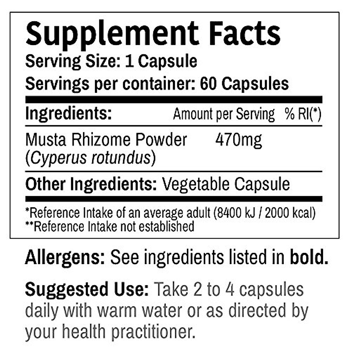 DR WAKDE'S Musta Capsules (Cyperus rotundus, 60 Veg Caps, Plant-Based Supplement, Ayurvedic Herb, All Natural, Vegan)