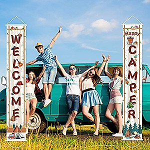Camping Party Decorations Camping Party Banner Camping Sign Welcome Banner for Camping Themed Birthday Party Baby Shower Decorations