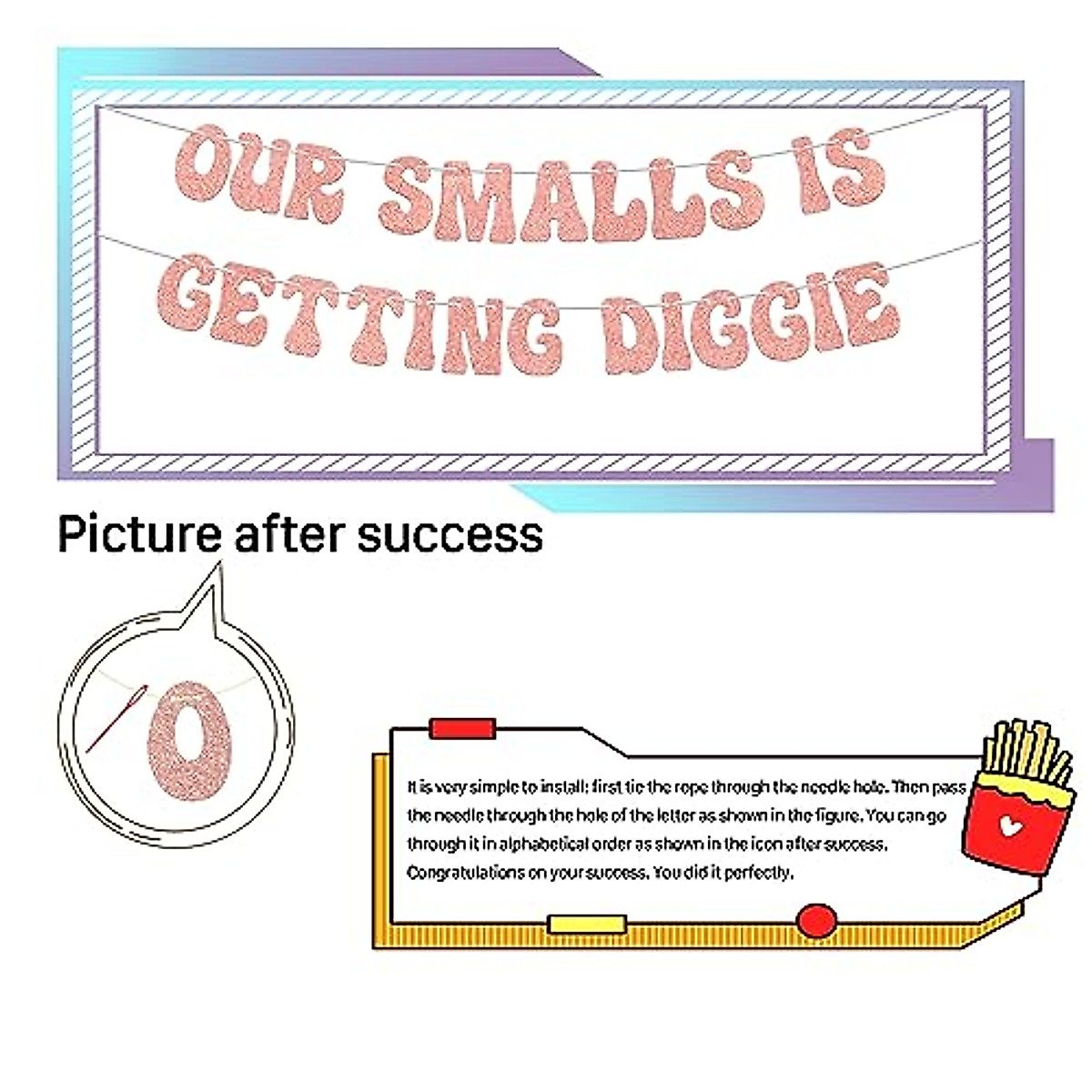 Our smalls is getting biggie banner, 1st Birthday Decorations，Notorious The Big One Biggie 1st Birthday Decor For Kids, Hip Hop Theme First Birthday Baby Shower Party Supplies Rose Gold Glitte.