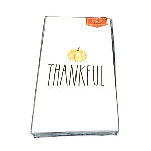 Rae Dunn by Magenta. THANKFUL paper napkins with pumpkin, 32 count, 13"x 15.75", blk LL
