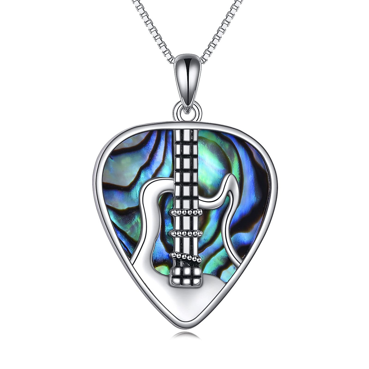 CUPENDA Guitar Pick Necklace Sterling Silver Guitar Necklace Music Jewelry Gifts for Women