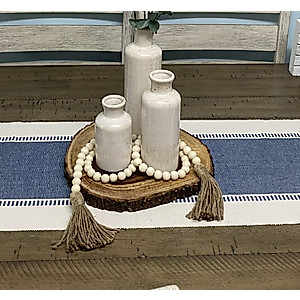 MEETYAMOR Wooden Beads, 58 Inch Farmhouse Wood Beads Garland for Boho Decor with Tassels, Christmas Garlands Rustic Country Decor for Coffee Table, Home, Living Room, Bedroom