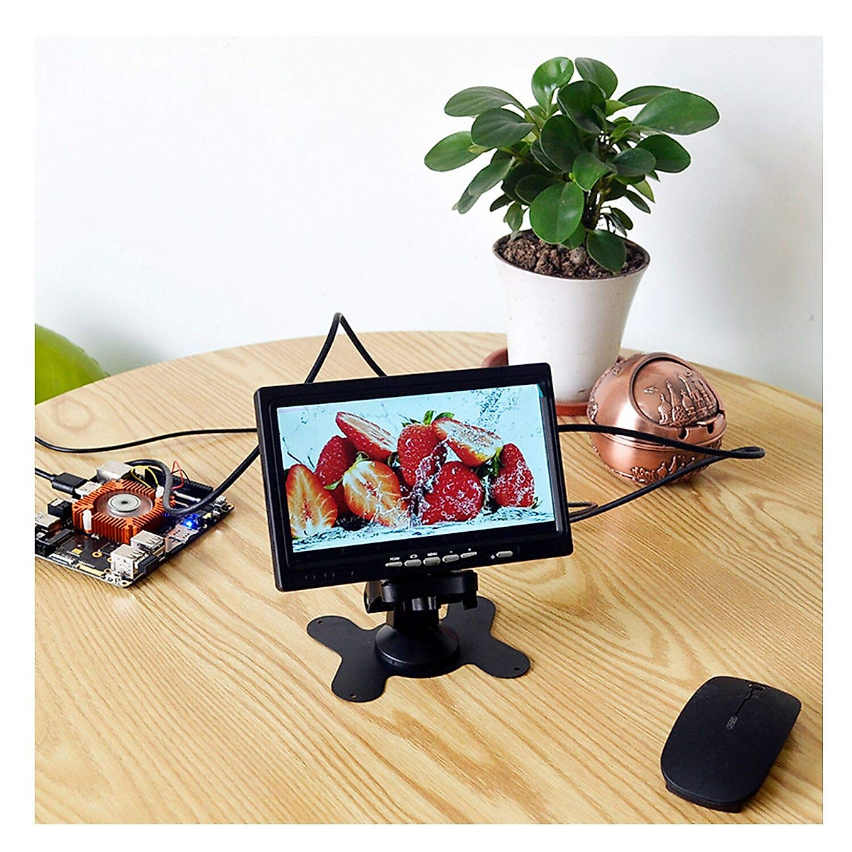 Yasoca 7 Inch Monitor HDMI - 1024x600 HD TFT LCD Screen Display AV VGA Input Built in Speaker for Raspberry Pi 3 Model B+ 3B CCTV Computer PC DVR Car