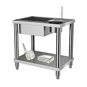 Stainless Steel Breading Table, Fried Food Prep Breader Station with Baskets, Breading Table Fried chicken FishFood Prep Station, for Chicken Fish Vegetable Fry