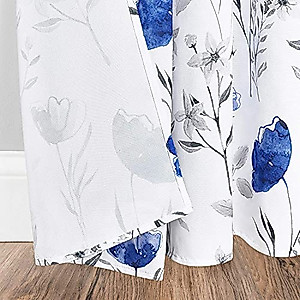 VERTKREA Curtains Flower Watercolor Window Drapes Blue Valance 52 × 18 Inches Flower and Leaves Rod Pocket Valances for Kitchen Bathroom Living Room Bedroom Nursery 1 Panel