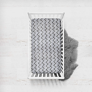 Bacati - 2 Pack Crib Fitted Sheets - Mix and Match Ikat Zigzag Chevron Soft Breathable 100% Cotton Percale Baby Sheets - Fits Standard 28 x 52 X 5 inches Crib & Toddler Mattresses (Grey)