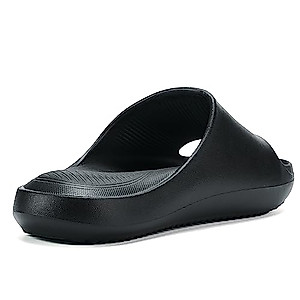 ANLUKE Pillow Slippers for Women and Men Comfortable Cloud Slides for Indoor and Outdoor Home Cushioned Thick Sole Soft Rebound Black 42/43
