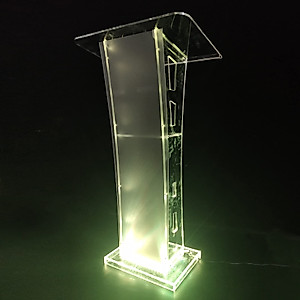 Acrylic Clear Lectern Mobile Acrylic Podium Pulpits Conference Lectern Professional Portable Presentation Podium for Churches,Weddings, Office and School Classrooms (Style C)