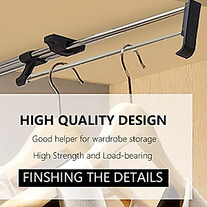 ZJchao Heavy Duty Retractable Closet Pull Out Rod Wardrobe Clothes Hanger Rail Towel Ideal for Closet Organizer Polished Chrome (30cm/ 11.8 Inches)
