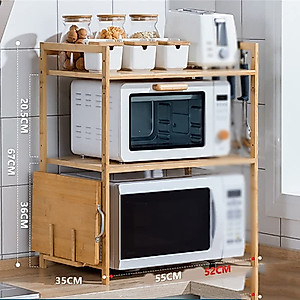 LOUYK Kitchen Countertop Storage Rack Multilayer Bamboo Adjustable Shelf Suitable (Color : B, Size : 67cm*55cm)