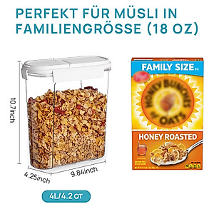 Vtopmart Cereal Containers Storage Set, 3 PCS Airtight Food Storage Containers with Flip-Top Lids, Plastic Cereal Organizer Dispenser for Kitchen, Pantry Organization Storage (135.2oz/4L)