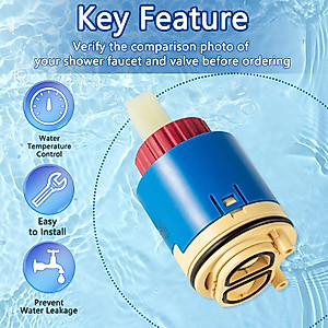 Vayolli JH04BD Ceramic Pressure Balance Cartridge, JH04BD Shower Cartridge Replacement, Compatible with FC9AC010 Ceramic Plastic Faucet Cartridge, for Tub and Shower Faucet