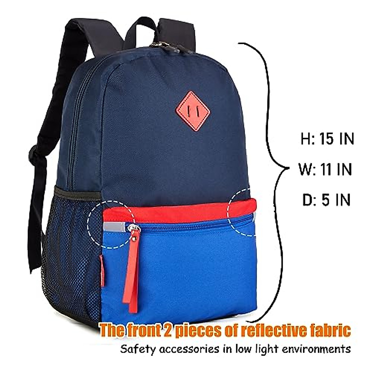 HawLander Little Kids Backpack for Boys Toddler School Bag Fits 3 to 6 years old, 15 inch, Navy Blue