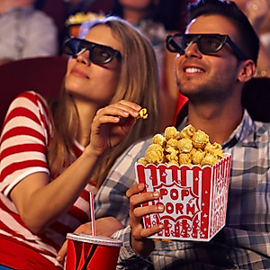 Tebery 30 Pack Reusable Movie Night Popcorn Boxes for Party, Plastic Open-Top Popcorn Containers Bucket, Carnival Circus Party Popcorn Bowl - 3.75" Tall x 3.75" Square