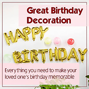 Mr. Pen- Happy Birthday Balloons, 14.5 Inch, Gold, 15 Pcs, Happy Birthday Balloons Letters, Happy Birthday Balloon Banner, Happy Birthday Foil Balloon, Happy Birthday Letter Balloons