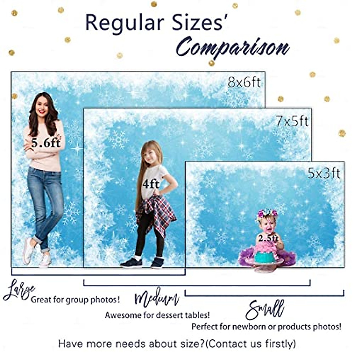 Allenjoy 7x5ft Ice Blue Winter Backdrop for Studio Photography 1st First Birthday Party Decoration Banner Festival White Snowflake Snowfall Christmas Background Baby Shower Kids Photo Booth Props