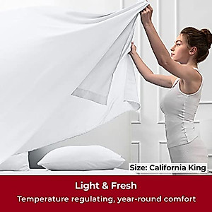 Mellanni California King Sheet Set - 4 Piece Iconic Collection Bedding Sheets & Pillowcases - Extra Soft, Cooling Bed Sheets - Deep Pocket up to 16" - Wrinkle, Fade, Stain Resistant (Cal King, White)