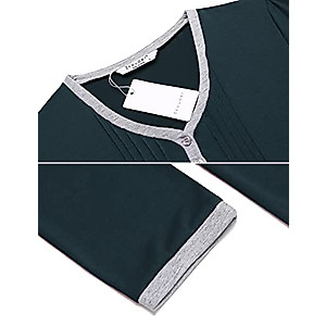 Ekouaer Women's Long Sleeve Nightgown Long Sleepshirts Henley Sleep Dress Full Length Sleepwear S-4XL