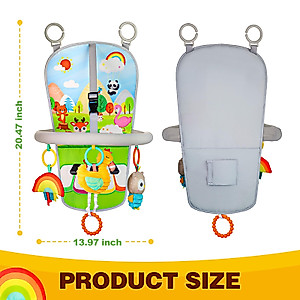 Car Seat Toys, Car Seat Toys for Babies 0-6 Months, Infants Kick & Play Activity Center Arch with Music, Baby Stroller Toys 3-6 Months, Developmental Toys for Toddlers,Travel Sensory Toys (Flamingos)