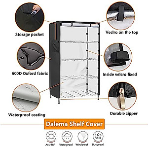 Dalema Waterproof Shelf Cover,Heavy Duty Dustproof Storage Shelving Unit Cover,Durable Steel Organizer Wire Rack Cover,Shelf Display Rack Protective Cover with Zipper.(Black,Fits 32x16x62 Shelf)