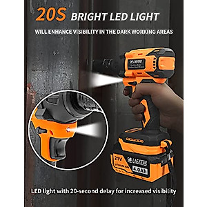 Cordless Impact Wrench,450NM(332ft·lbs) High Torque ，Brushless Motor，1/2 inch impact gun with a 4.0Ah Li-Ion Battery, Suitable for family cars…