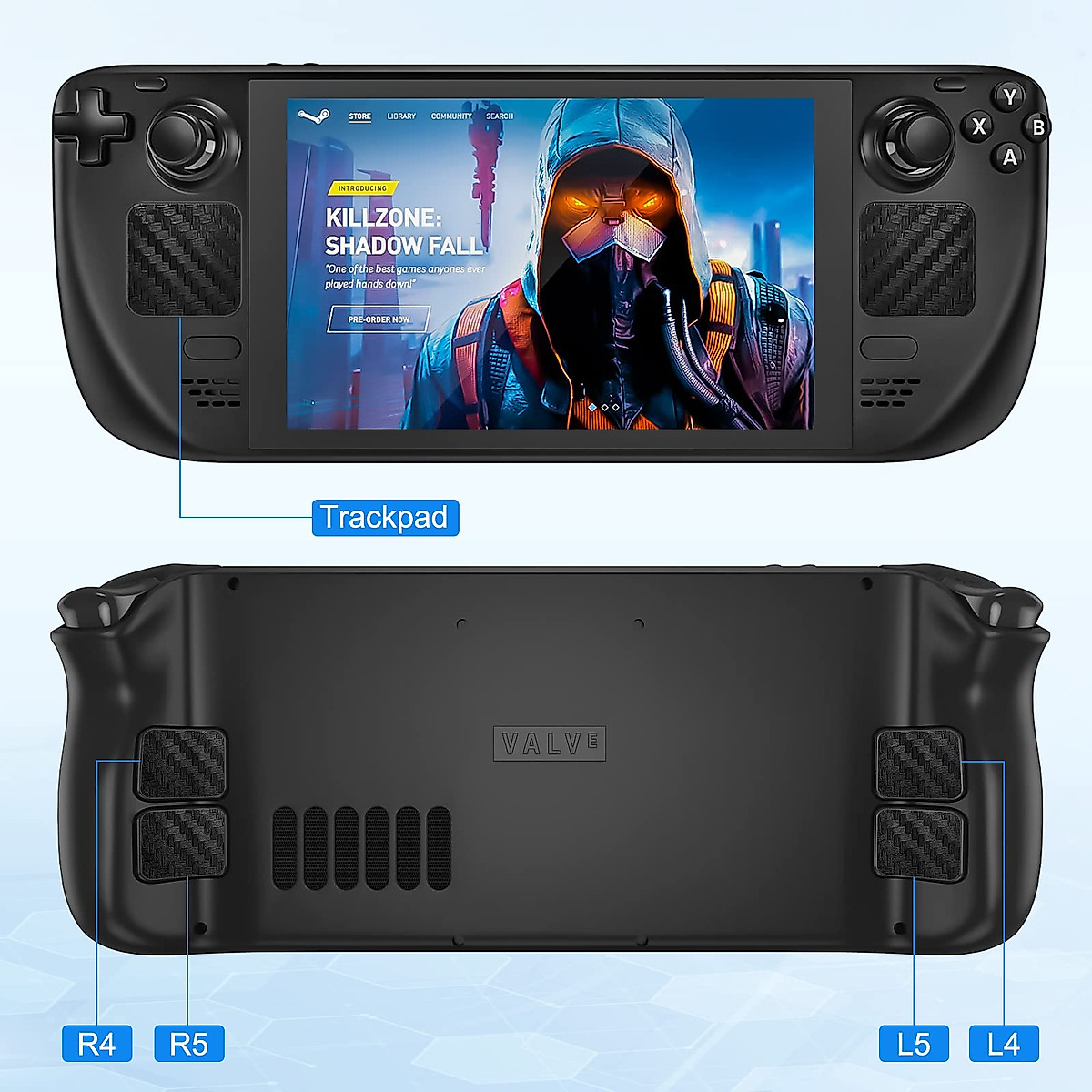Protect Touch Skin for Steam Deck, SENQAO Steam Deck Accessories with Trackpads Skins, Auxilliary Buttons Skin - Cover Skin Add Special Style, Tactile Feedback, and Protect Steam Decks' Trackpads